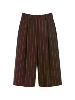 ALYSI Pinstripe-print Virgin-wool Shorts - Brown