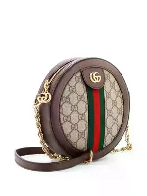Gucci Ophidia Round Shoulder Bag Gg Coated Canvas Mini Crossbody Bag