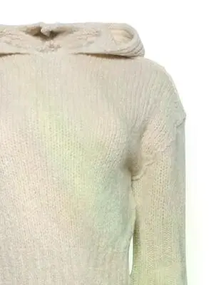 Rick Owens Cropped Chunky-knit Hooded Jumper - Neutrals