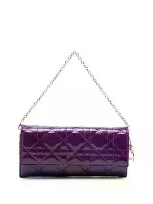 Dior 2012 Patent Cannage Lady Wallet On Chain Handbag - Purple