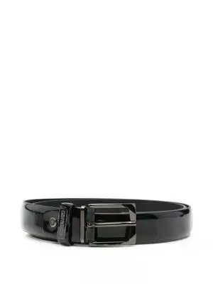 CARLO PIGNATELLI Patent-finish Logo-plaque Belt - Black