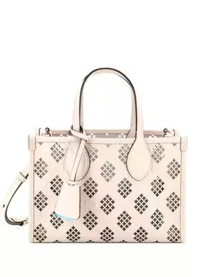 Gucci Convertible Gg Debossed Laser Cut Leather Small Tote Bag - White