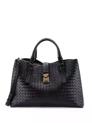 Bottega Veneta Roma Bag Intrecciato Nappa Medium Tote Bag - Black