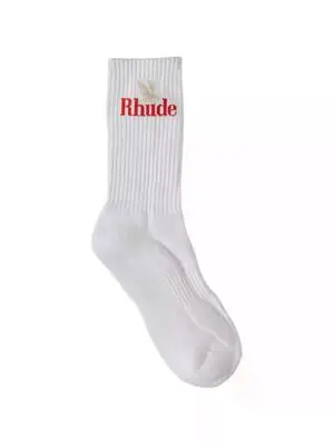 Rhude Rossa Logo-print Socks - White