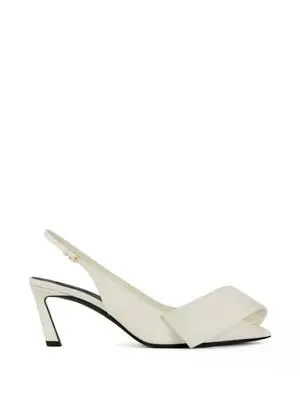 Givenchy Twisted Ribbon Slingbacks Pumps In Leather - White