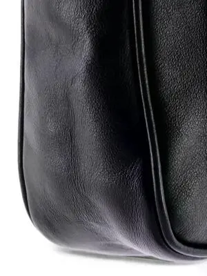 Prada Triangle Logo Wristlet Pouch Embossed Leather Clutch Bag