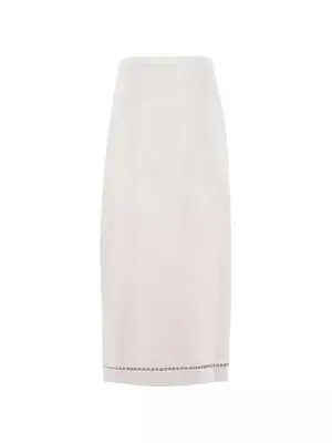 TELA Embroidered Wrap Midi Skirt