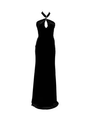 NISSA Open-back Velvet Maxi Dress - Multicolor