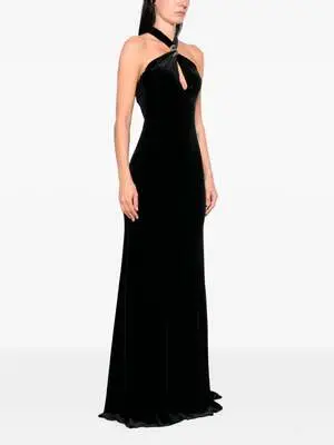 NISSA Open-back Velvet Maxi Dress - Multicolor