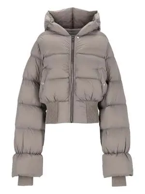 Rick Owens Short Down Jacket With Hood - Green