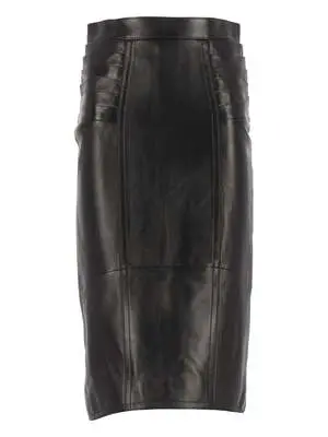 Versace Midi Skirt Made Of Nappa Leather - Black