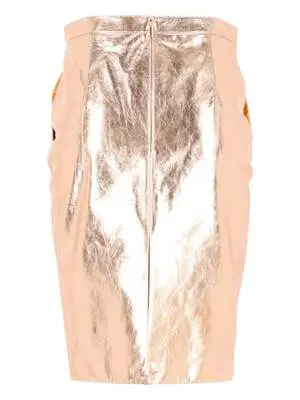Saint Laurent Metallic Leather Pencil Skirt - Gold