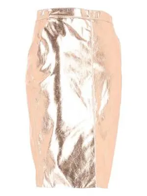 Saint Laurent Metallic Leather Pencil Skirt - Gold