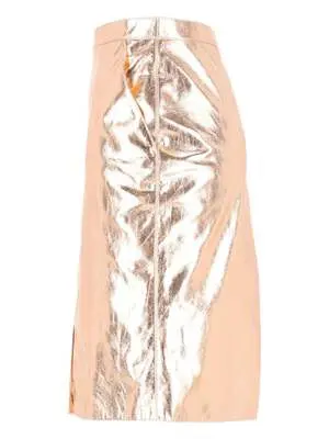 Saint Laurent Metallic Leather Pencil Skirt - Gold
