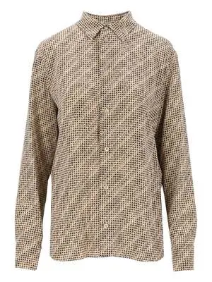 Balenciaga Monogram Shirt In Silk Crêpe - Cream