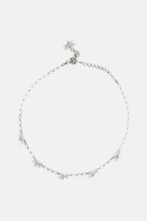 SELF-PORTRAIT Bracelet With Crystal Snowflakes And Pearls - Silver