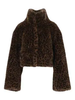 ROTATE BY BIRGER CHRISTENSEN Short Leopard-print Faux Fur Jacket