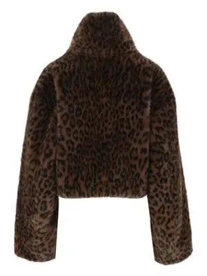 ROTATE BY BIRGER CHRISTENSEN Short Leopard-print Faux Fur Jacket