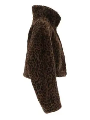 ROTATE BY BIRGER CHRISTENSEN Short Leopard-print Faux Fur Jacket