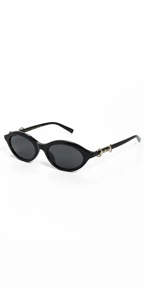 Gucci Oval Frame Sunglasses - Black-black-grey