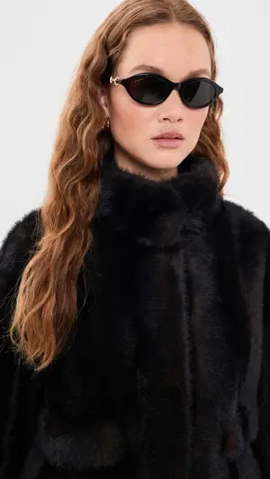 Gucci Oval Frame Sunglasses - Black-black-grey