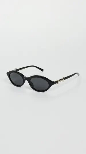 Gucci Oval Frame Sunglasses - Black-black-grey