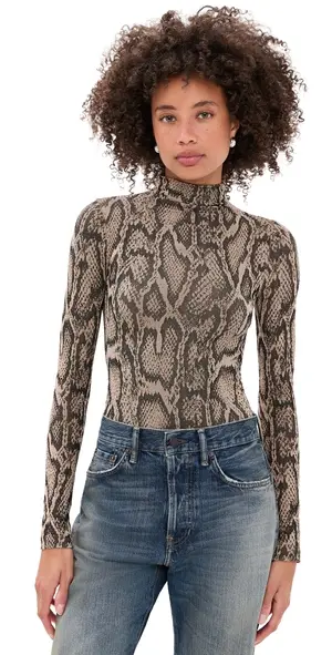 Wolford Shimmering Python Thong Bodysuit - Desert Python