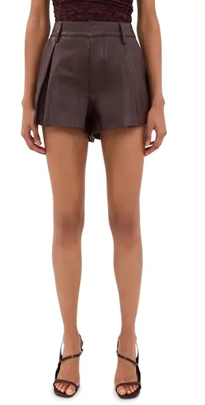 SEROYA Tomassi Leather Shorts - Bordeaux
