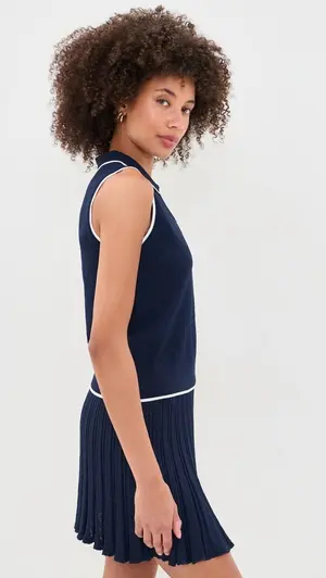 Greyson Pointelle Sleeveless Polo Top