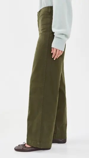 ALEX MILL Wide Leg Trousers In Cotton Twill
