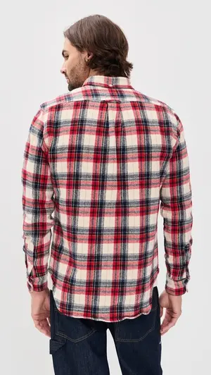 Gitman Bros Brushed Winter Madras Shirt - Red