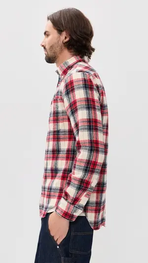 Gitman Bros Brushed Winter Madras Shirt - Red