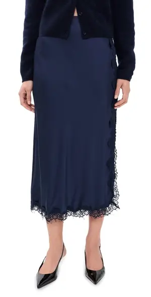 Alice + Olivia Maeve Midi Slip Skirt - Midnight Blue