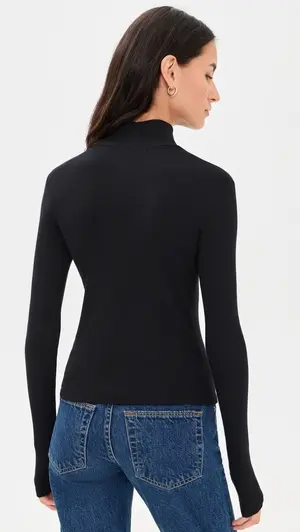 PERFECTWHITETEE Tati Turtleneck Top - True Black