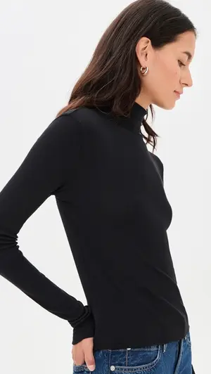 PERFECTWHITETEE Tati Turtleneck Top - True Black