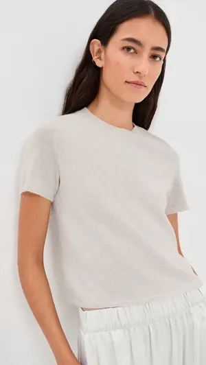 Sablyn Charleston Relaxed Crew Cashmere Tee - Blizzard