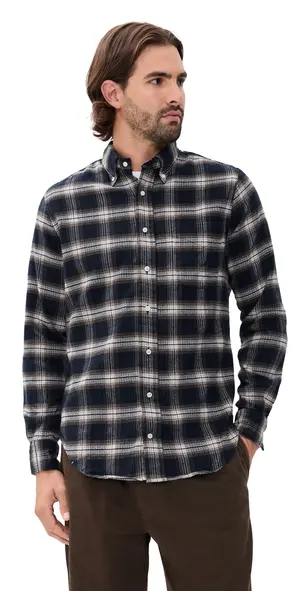 Gitman Bros Heavy Pique Flannel Shirt - Brown