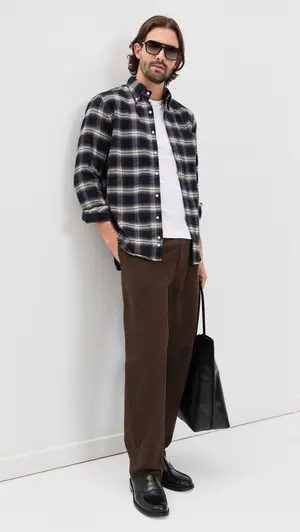 Gitman Bros Heavy Pique Flannel Shirt - Brown