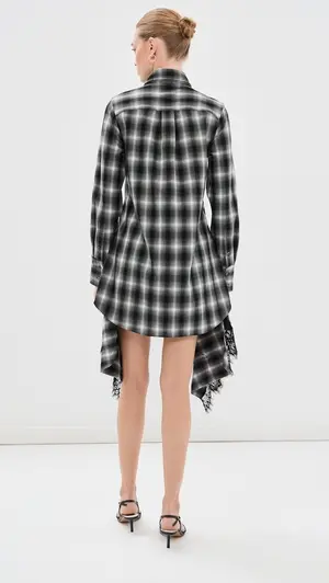 Monse Cascade Front Lace Hem Shirt Dress