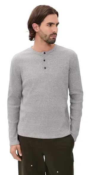 Ag Bryce Long Sleeve Henley - Heather Grey