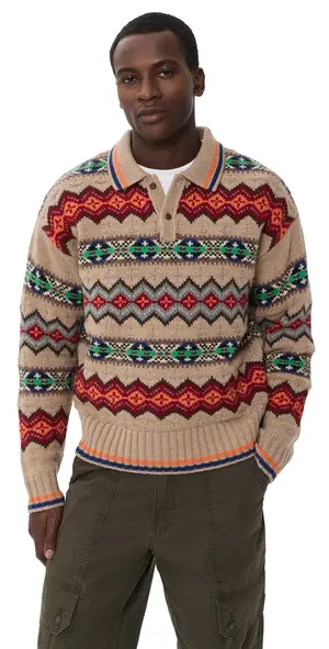 Polo Ralph Lauren Original Label Fairisle Polo Sweater - Tan Multi