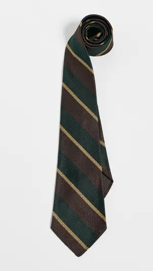 Polo Ralph Lauren Original Label Noncrease Stripes Neck Tie - Brown/green