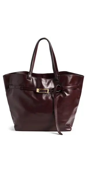 ANINE BING Elly Small Grained Leather Tote - Fig