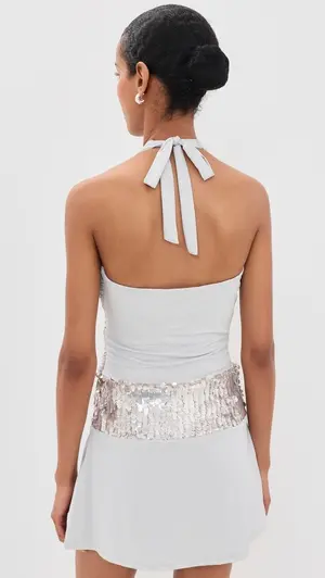 RUNAWAY THE LABEL Rumi Faux Wrap Halter Mini Dress