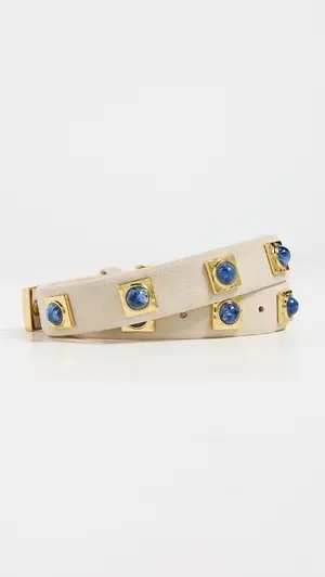 AUREUM No. 2 Suede Belt - Oat/blue