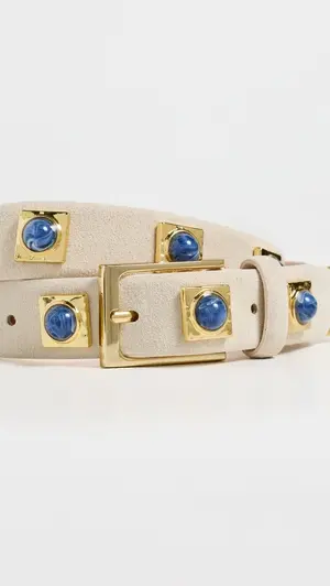 AUREUM No. 2 Suede Belt - Oat/blue