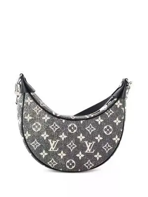 LOUIS VUITTON Loop Handbag Monogram Jacquard Denim Hobo Bag - Black