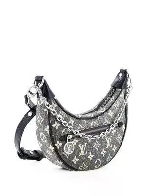 LOUIS VUITTON Loop Handbag Monogram Jacquard Denim Hobo Bag - Black