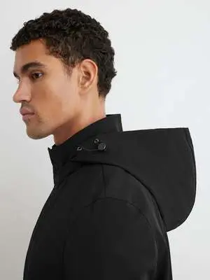 REISS Hilson Hybrid Gilet-insert Overcoat With Detachable Hood - Black