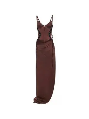 MARIA LUCIA HOHAN Malena Lace-up Corset Maxi Dress - Brown